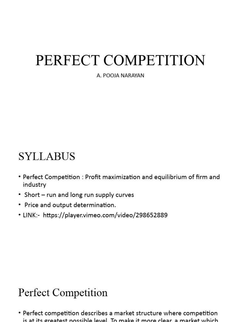 Perfect Competion | PDF | Long Run And Short Run | Perfect Competition