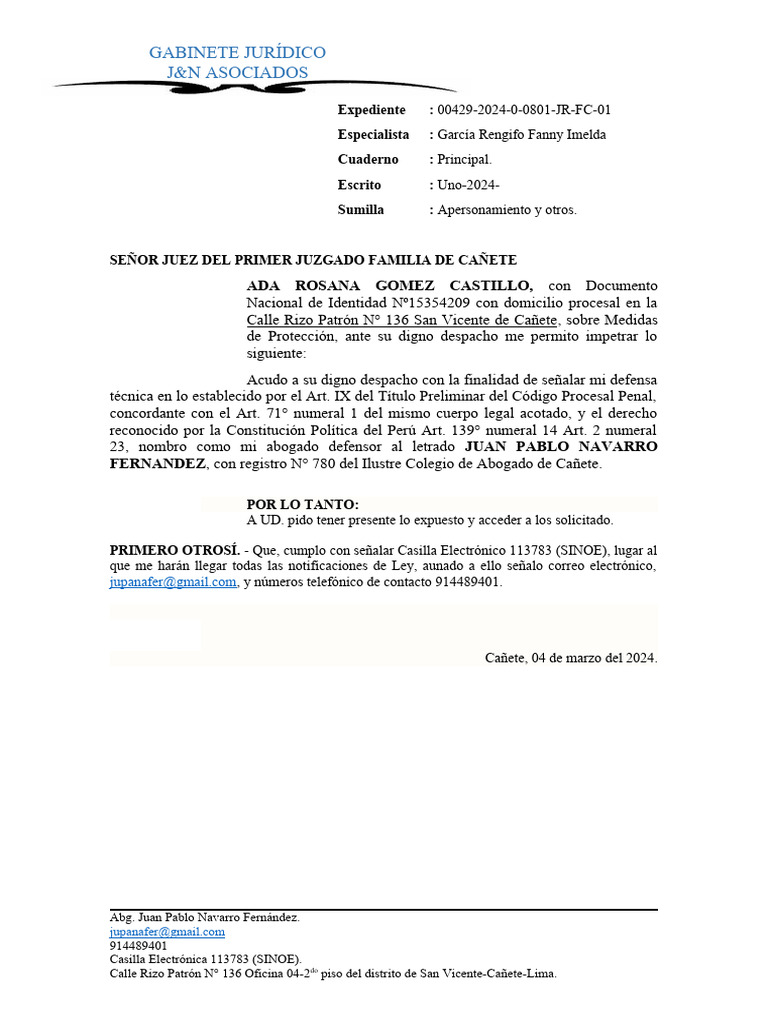 Ada Gomez Apersonamiento | PDF | Ley Pública | Gobierno