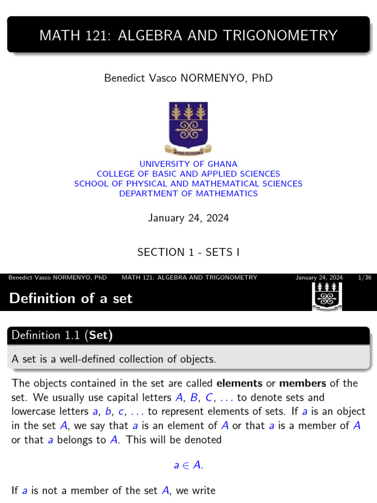 Math 121 Lecture Slide Sets I | PDF | Numbers | Mathematics