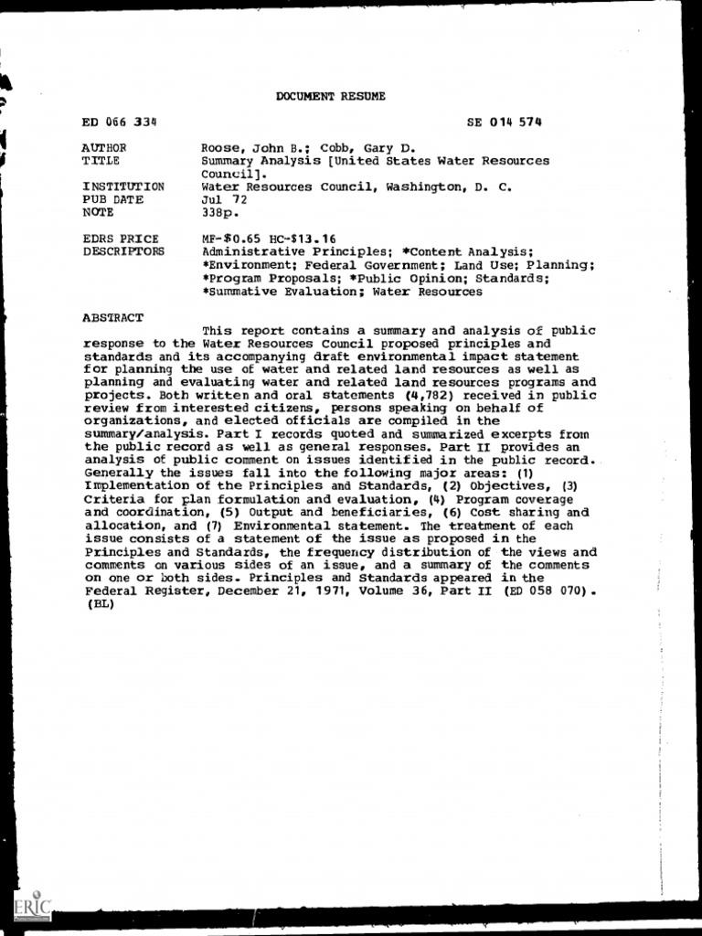Ed 066334 PDF Cost Benefit Analysis Quality Of Life