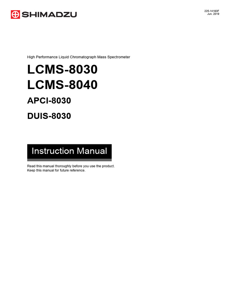 Shimadzu - Instruction Manual - LCMS 8030 8040 | PDF | Electrostatic Discharge | Electricity