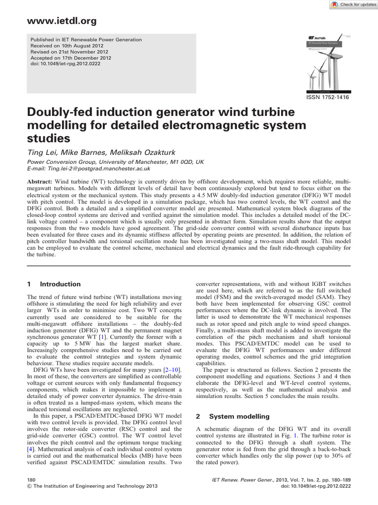 IET Renewable Power Gen - 2013 - Lei - Doubly‐fed induction generator wind turbine modelling for ...