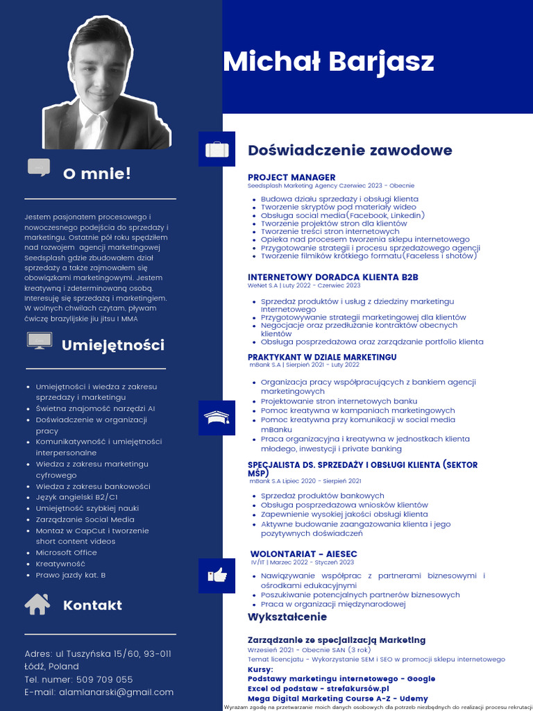 Michał Barjasz CV Wersja Polska | PDF