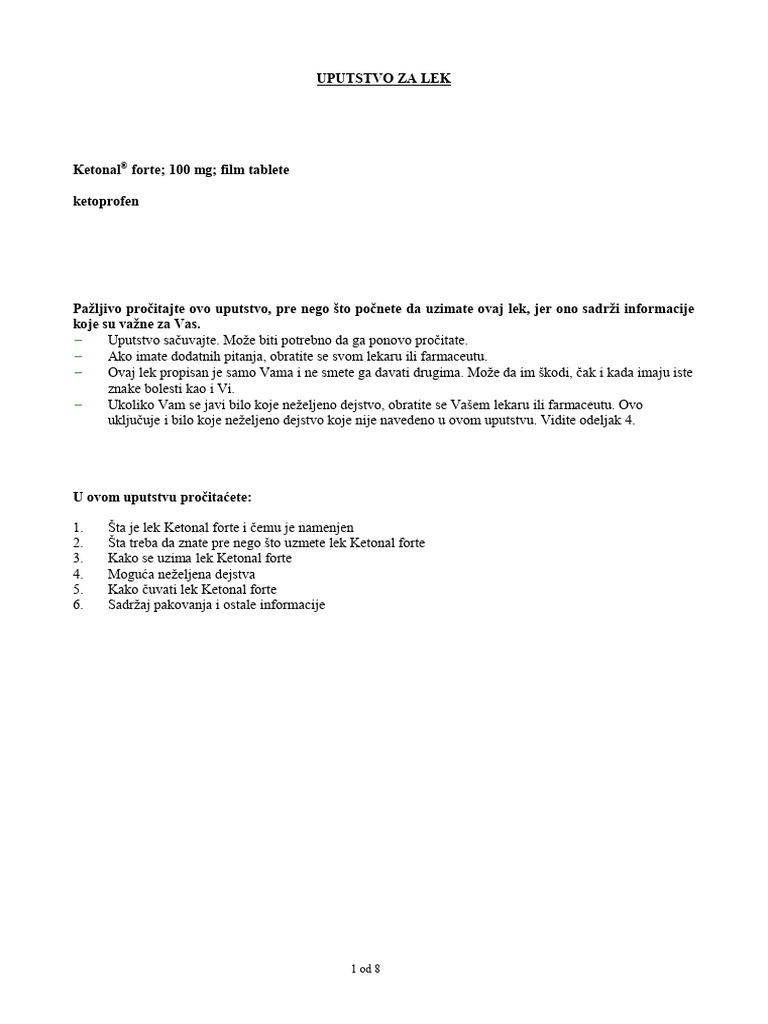 Uputstvo Za Lek | PDF