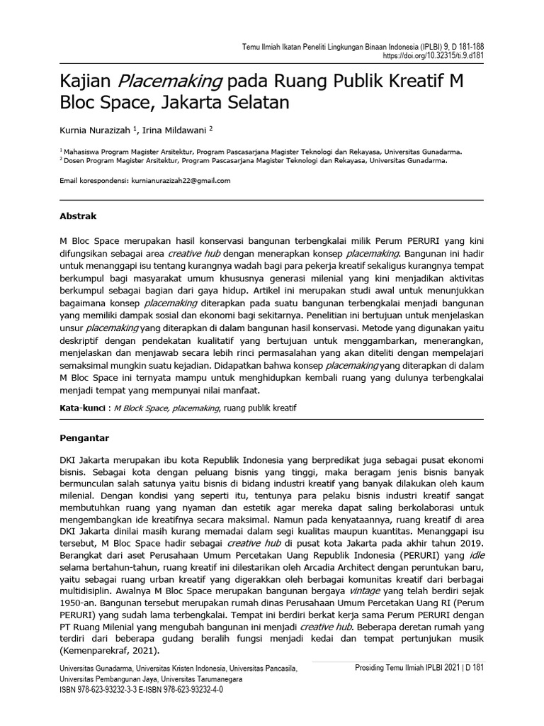IPLBI 2021 D181 D188 Kajian Placemaking Pada Ruang Publik Kreatif M ...