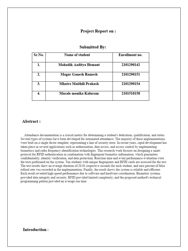 RFID-Fingerprint Attendance System Design | PDF | Biometrics | Radio ...