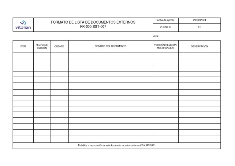 FR-SST-007 FORMATO DE LISTA DE-DOCUMENTOS-EXTERNOS | PDF