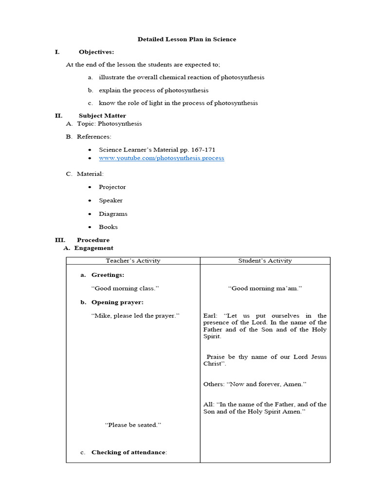 5E Lesson Plan Sample | PDF | Photosynthesis | Chemistry