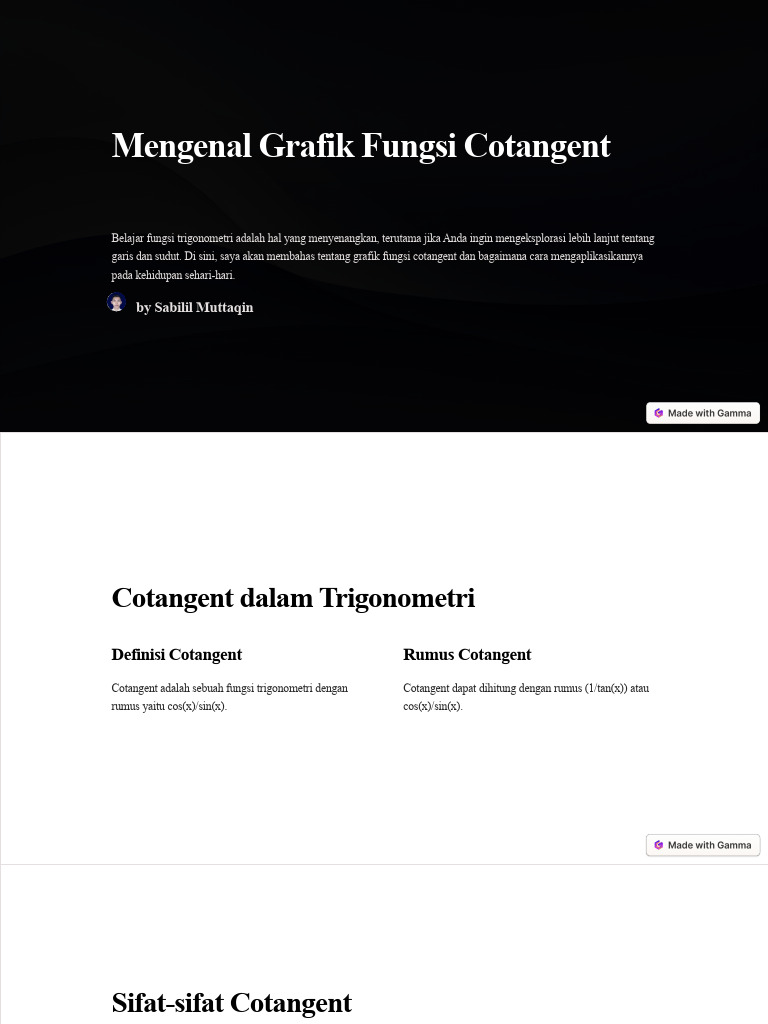 Mengenal Grafik Fungsi Cotangent | PDF