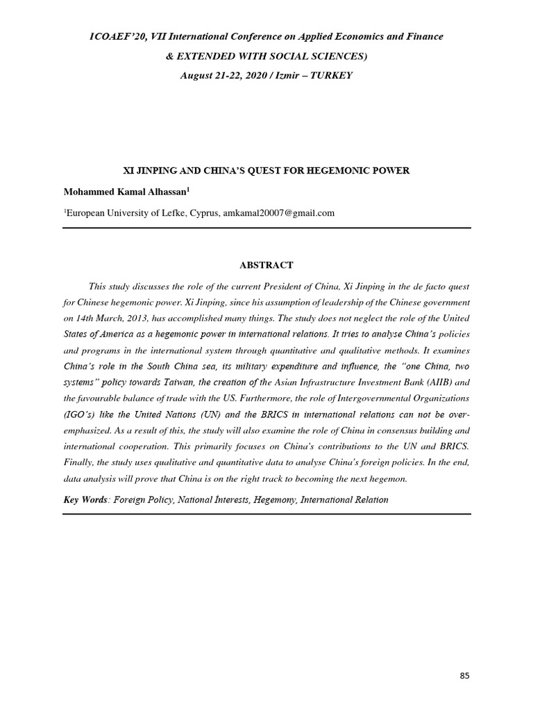 Xi Jinping and China's Quest For Hegemonic Power | PDF | Xi Jinping ...