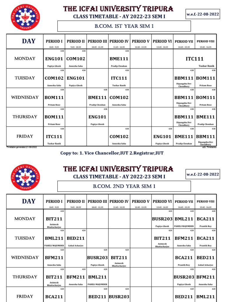 Class Timetable Programwise | PDF