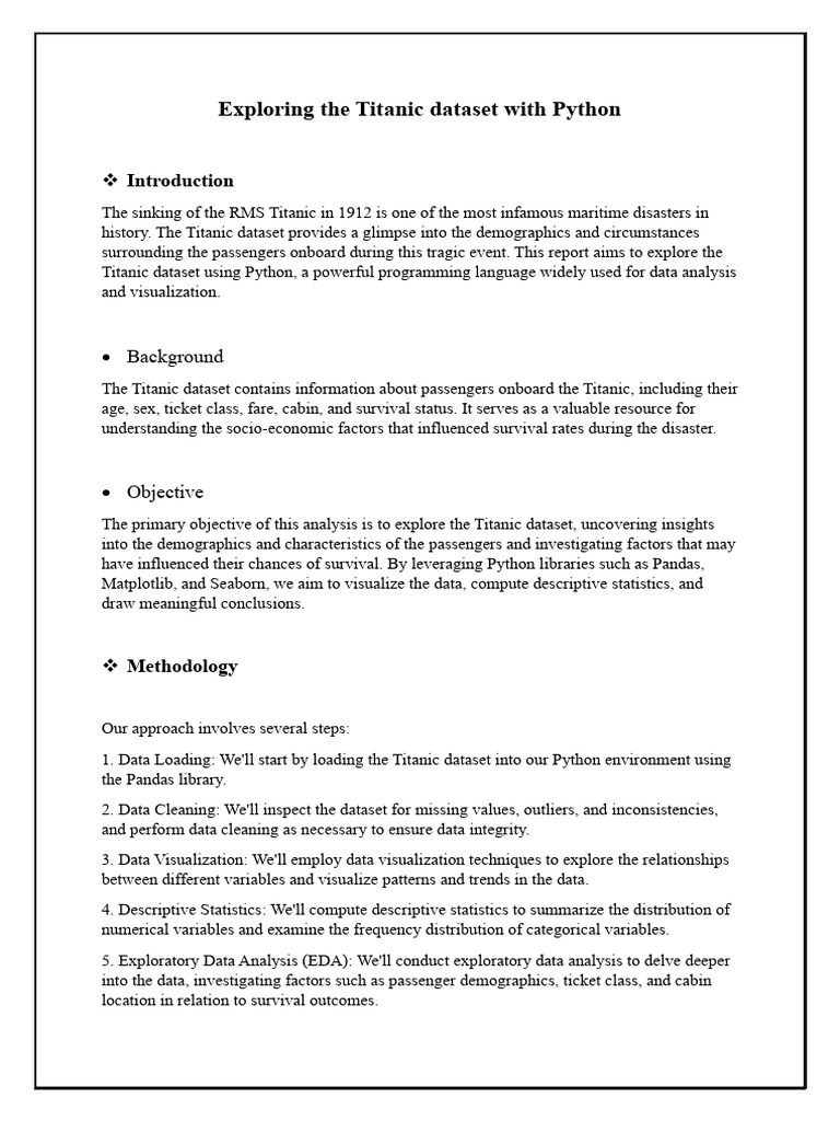 Exploring The Titanic Dataset With Python | PDF