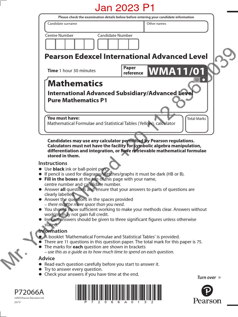 Jan 2023 P1 Model Answer | PDF | Equations | Mathematics