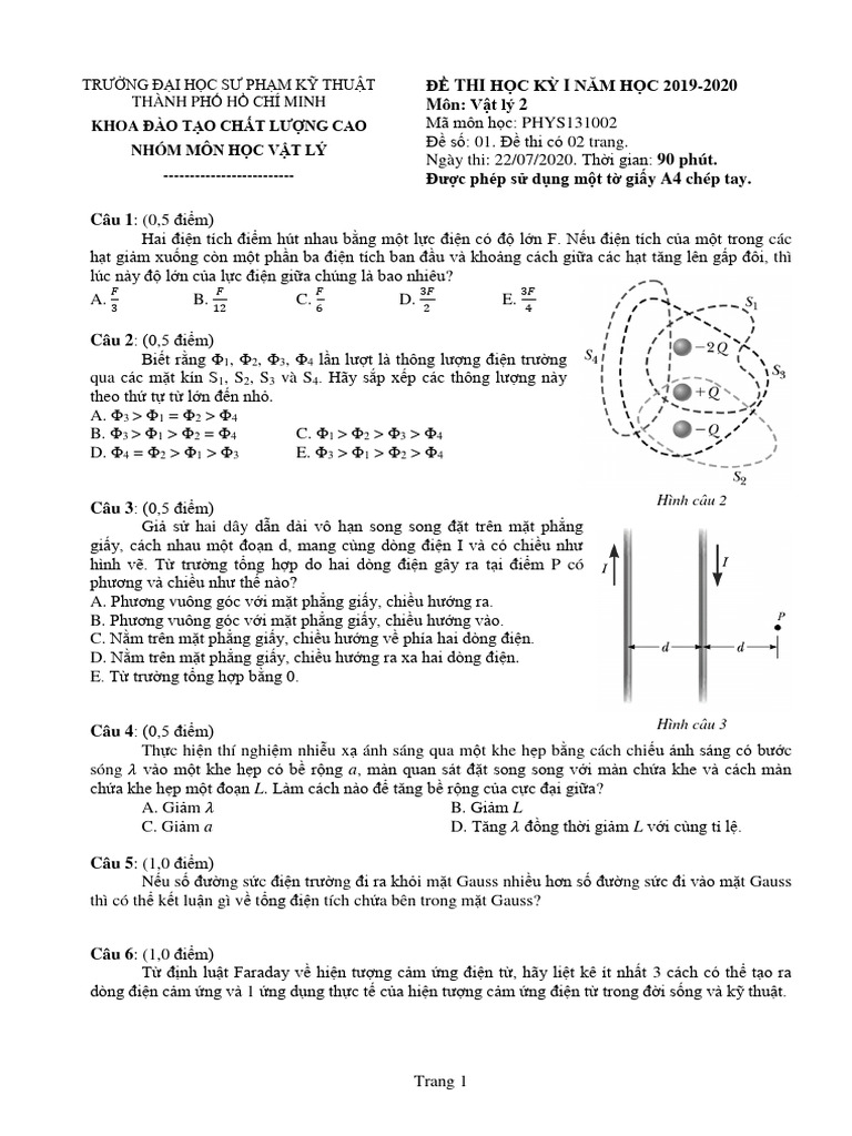 Vat Ly 2 - PHYS131002 - HKII - 2019 2020 CLC | PDF