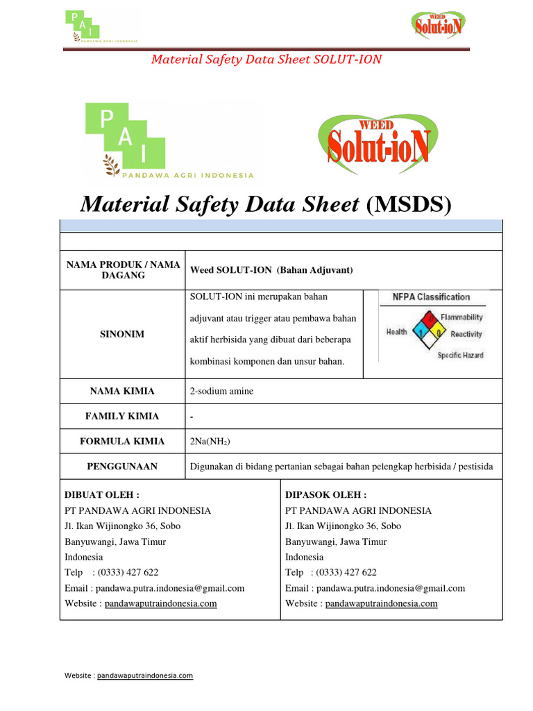Material Safety Data Sheet (MSDS) | PDF