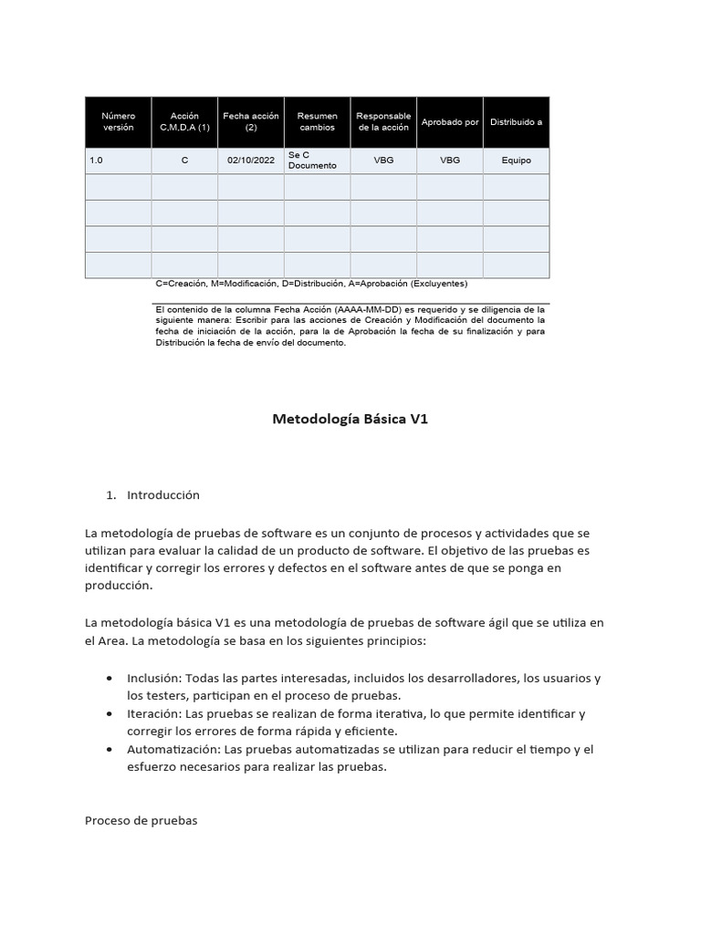 Metodologia basica V1 | PDF | Pruebas de software | Software