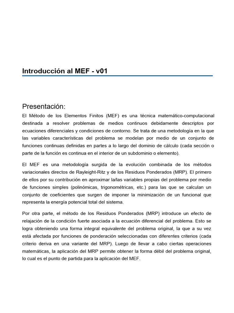 Introducción Al MEF v01 | PDF