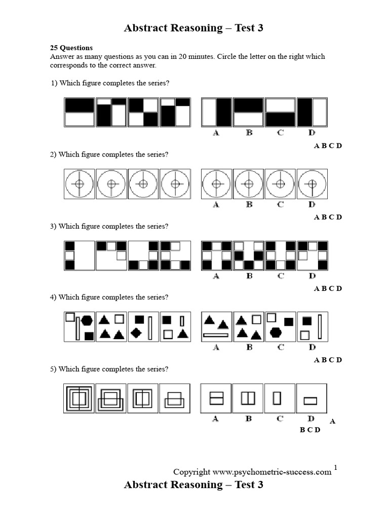 Abstract Reasoning Test 3 | PDF