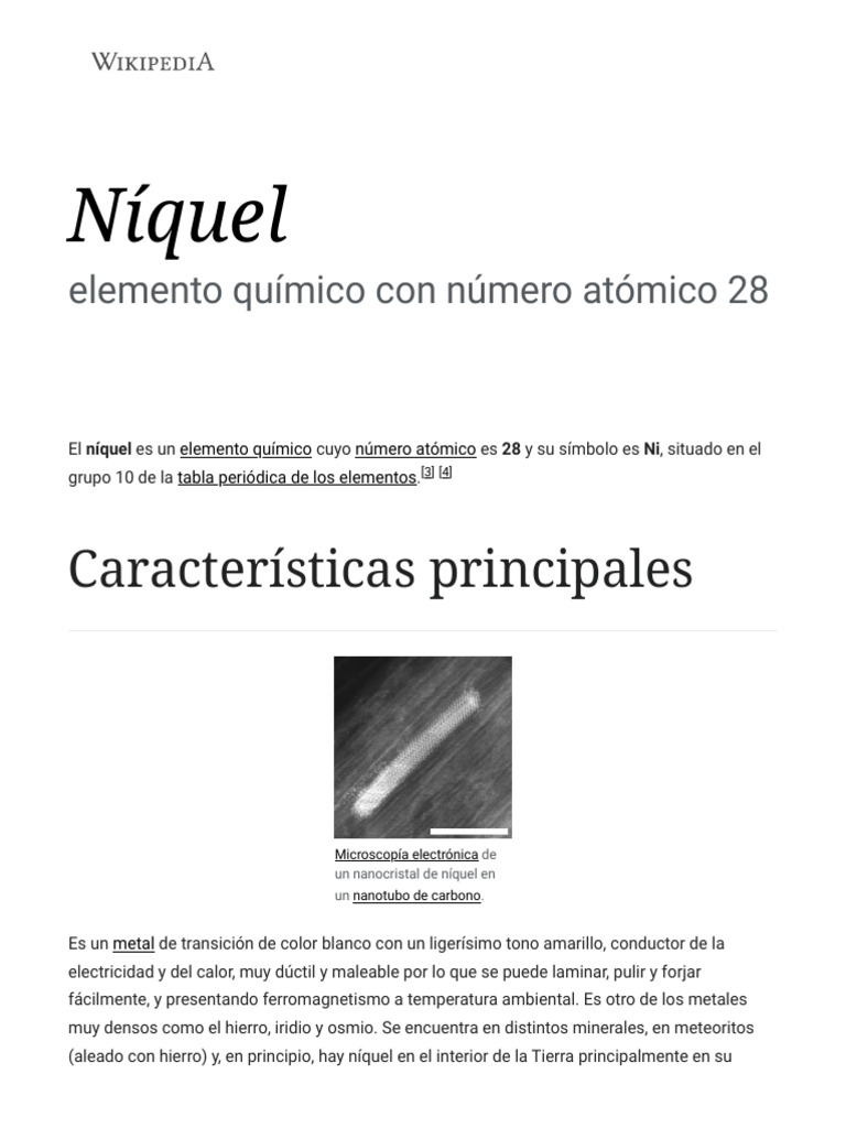 Níquel Elemento Químico | PDF | Níquel | Átomos