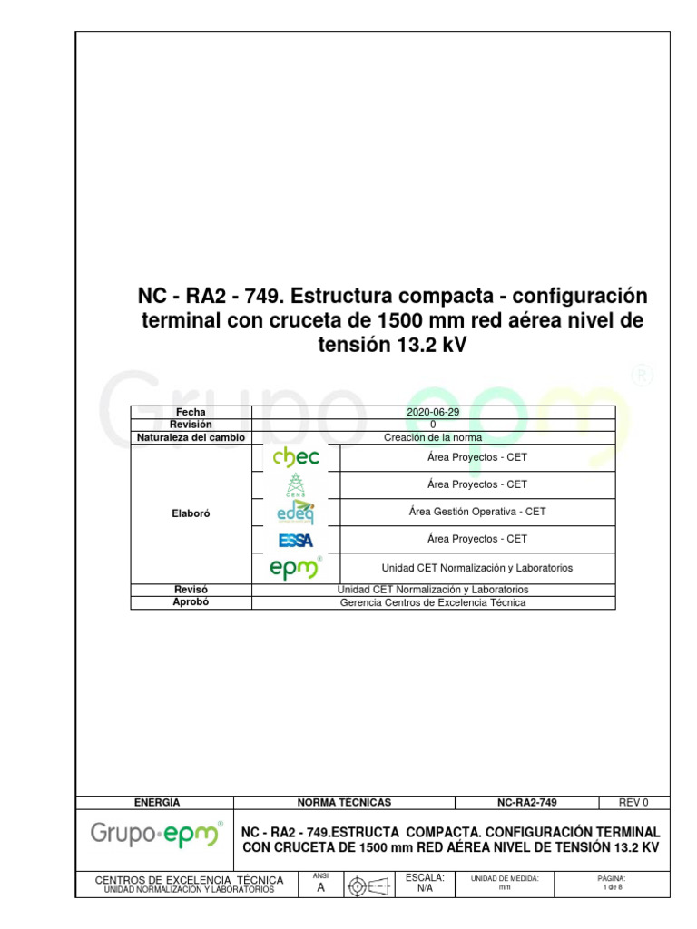 NC-RA2-749CompactaTerminalCruceta1500RedAerea13 2kV RevA | PDF | Aislador (Electricidad) | Tornillo