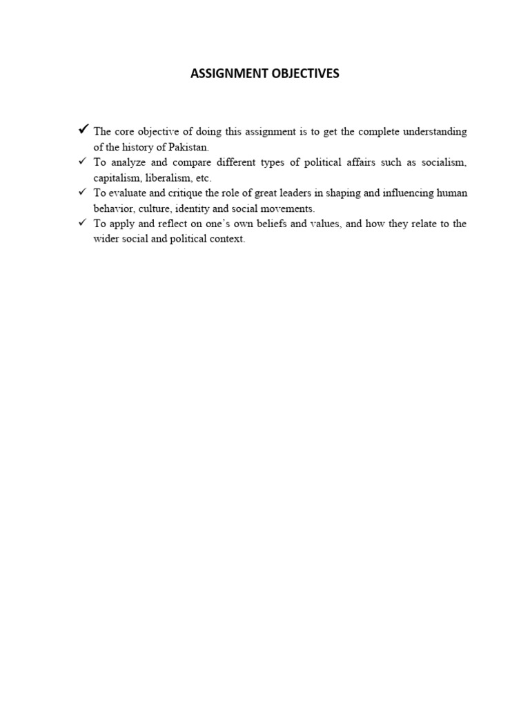 Assignment Objectives | PDF