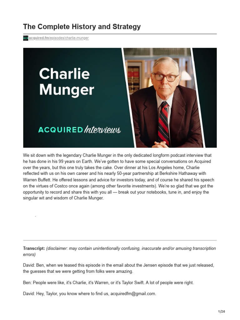 Charlie Munger's Investment Wisdom Unveiled | PDF | Insurance | Venture ...
