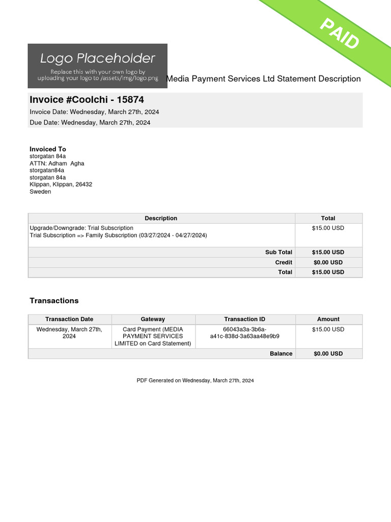 Invoice Coolchi 15874 | PDF | Payments | Banking Technology