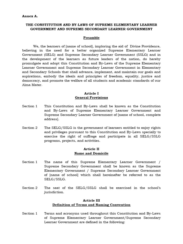 Annex A. Constitution and by Laws | PDF | Governance | Constitution