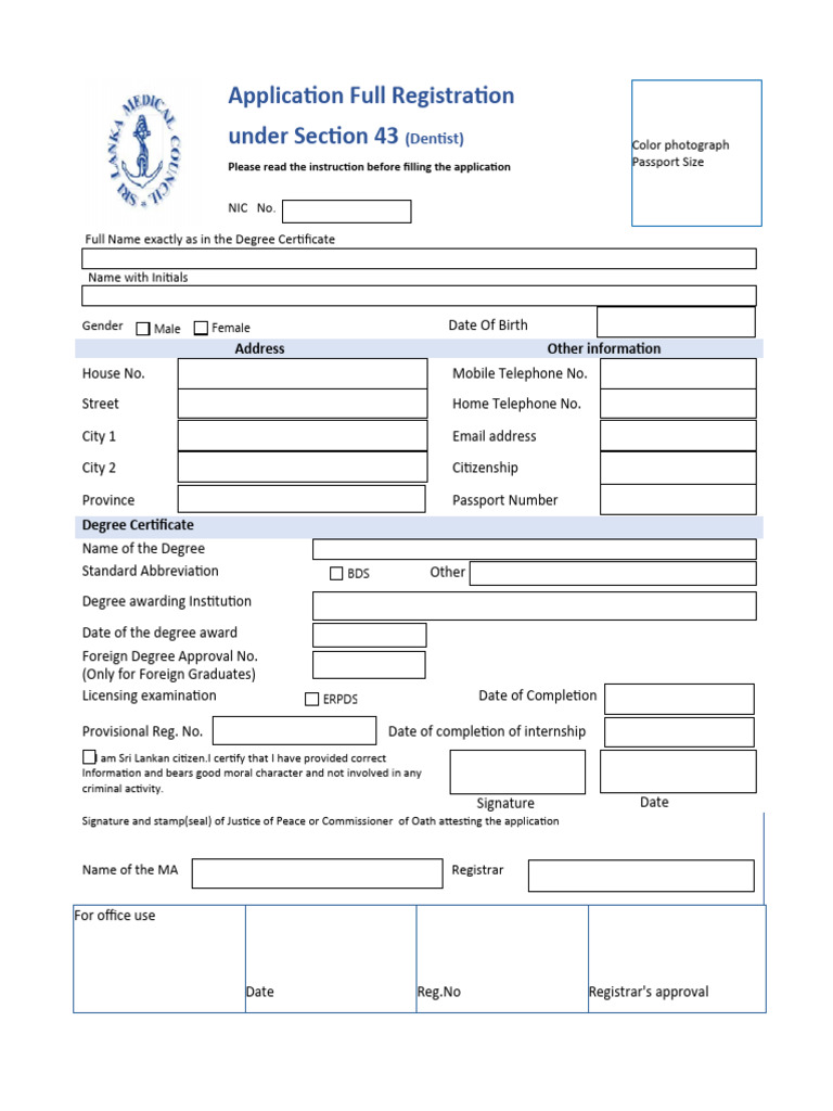 SLMC Full Registration Application Guide | PDF | Banks | Identity Document