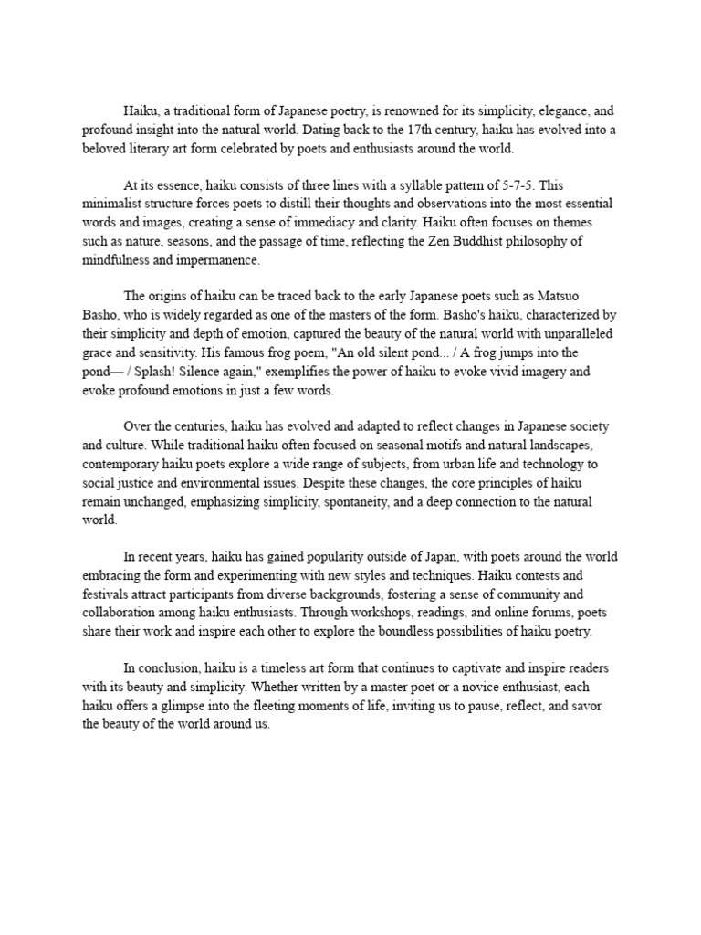 The Art Of Japanese Haiku Poetry Pdf