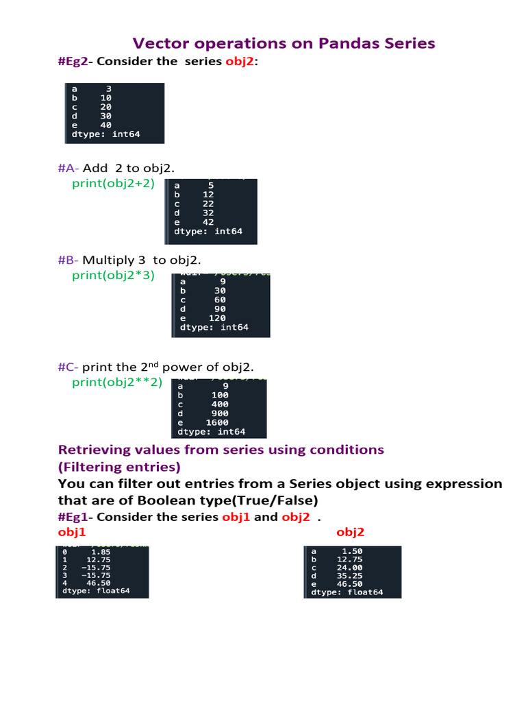 Vector Operations On Pandas Series | PDF | Computer Programming | Mathematical Logic