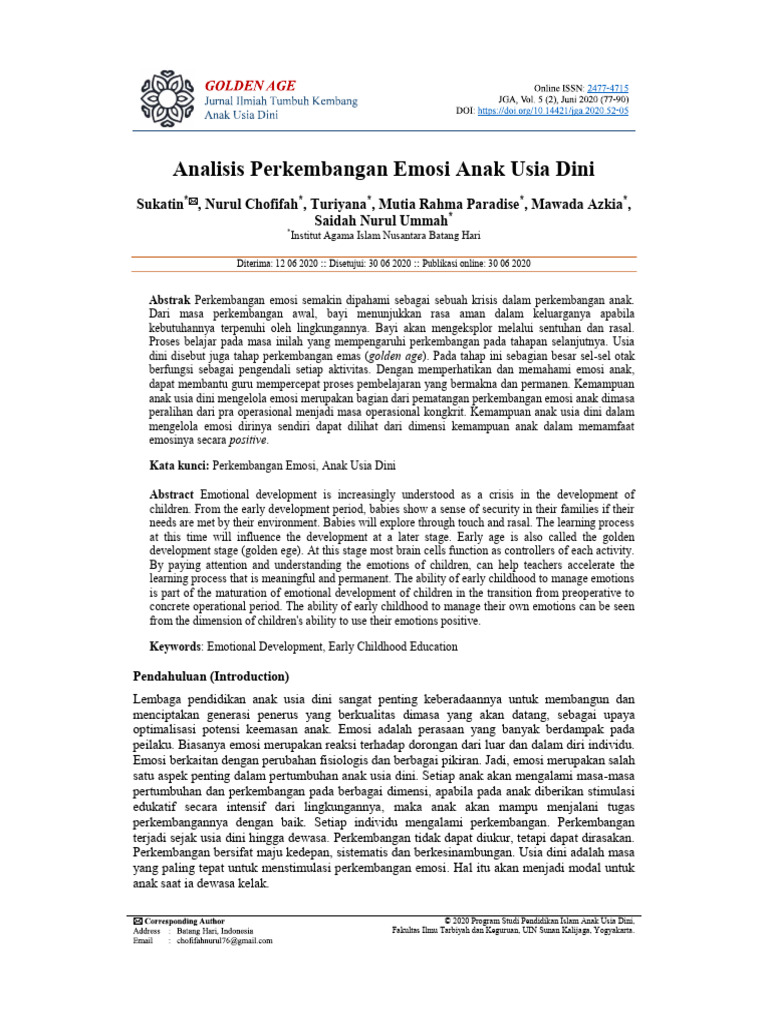 Jurnal Perkembangan Emosi AUD | PDF