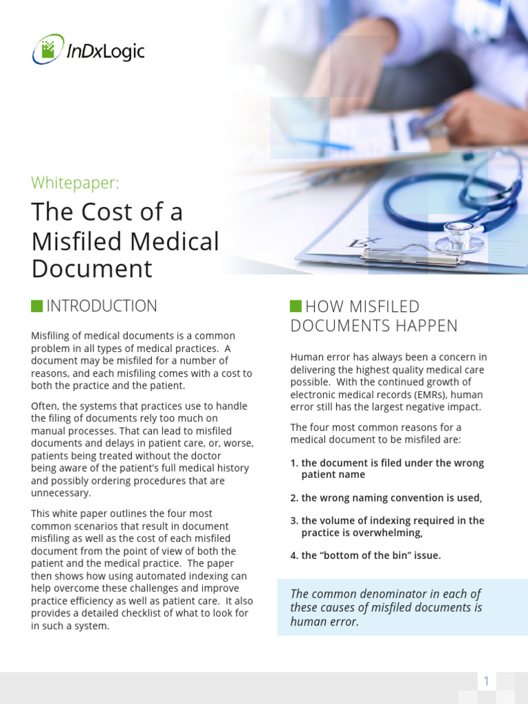 The Cost of A Misfiled Medical Document | PDF | Transport Layer ...