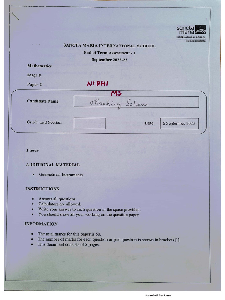 Grade 7 TERM-2-Paper 2-MS | PDF
