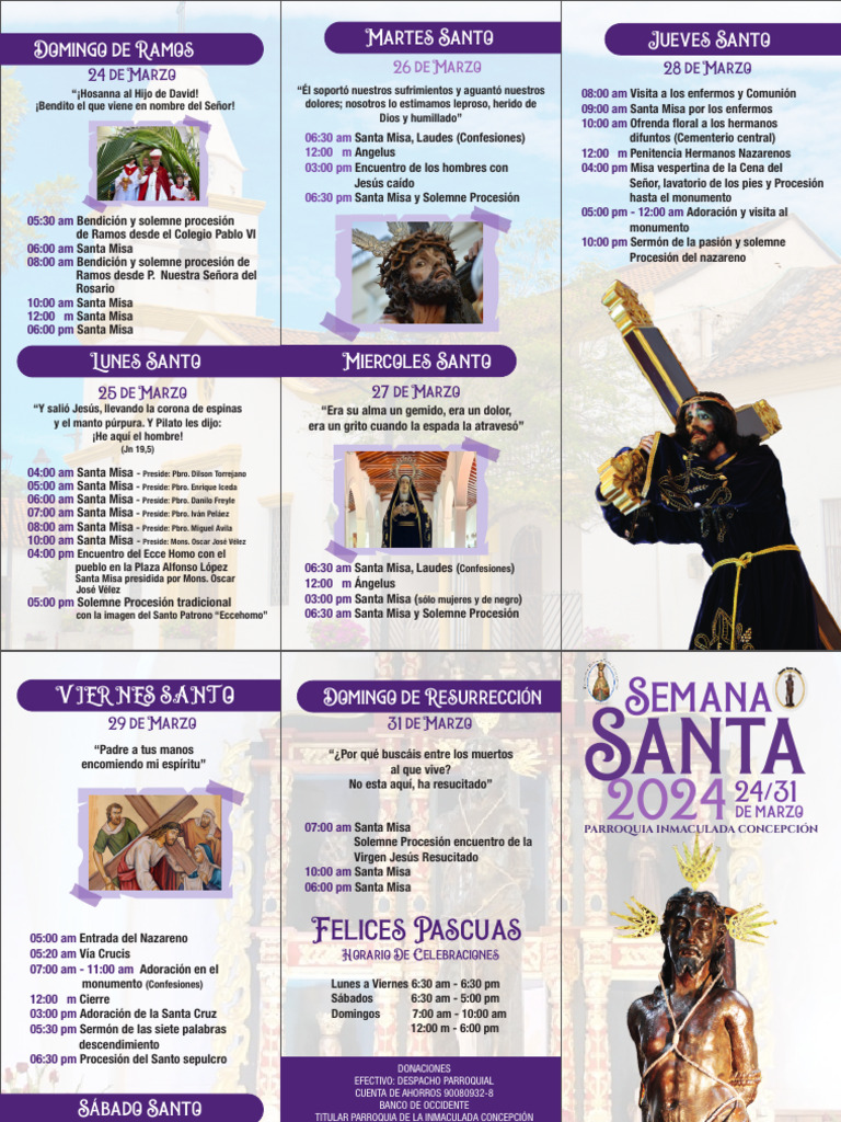 Programacion Semana Santa 2024 | PDF | Pascua de Resurrección | Fiestas cristianas y días santos