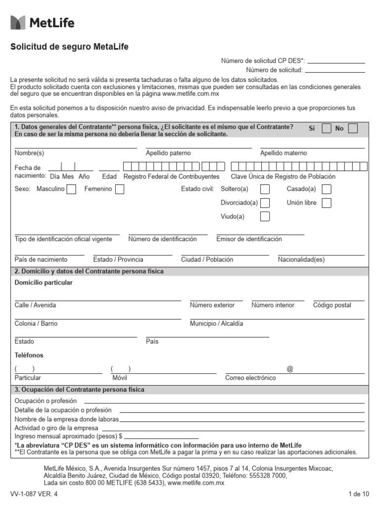 Metalife V.4 | PDF | Seguro | Póliza de seguros