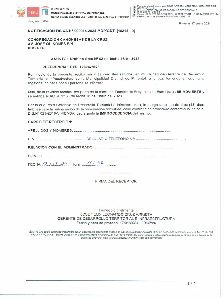 Acta 3 Observaciones17012024 | PDF