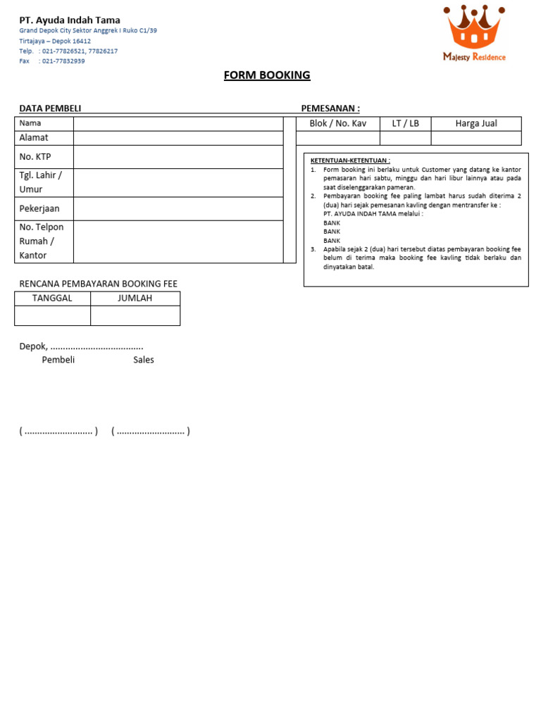 Form Booking | PDF