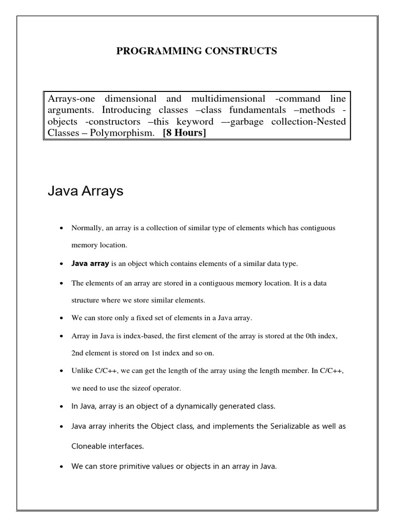 Java Basics Unit 2 Pdf Constructor Object Oriented Programming Programming 8887