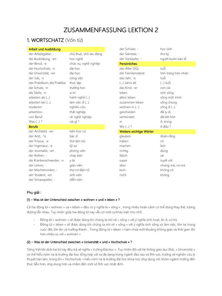 Zusammenfassung Lektion 2 | PDF