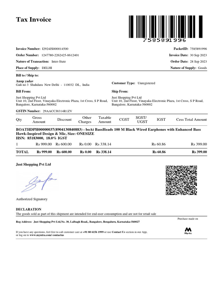 Item Invoice Download | PDF | Invoice | Bangalore