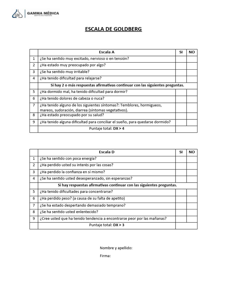 TEST GOLDBERG ANSIEDAD DEPRESION | PDF