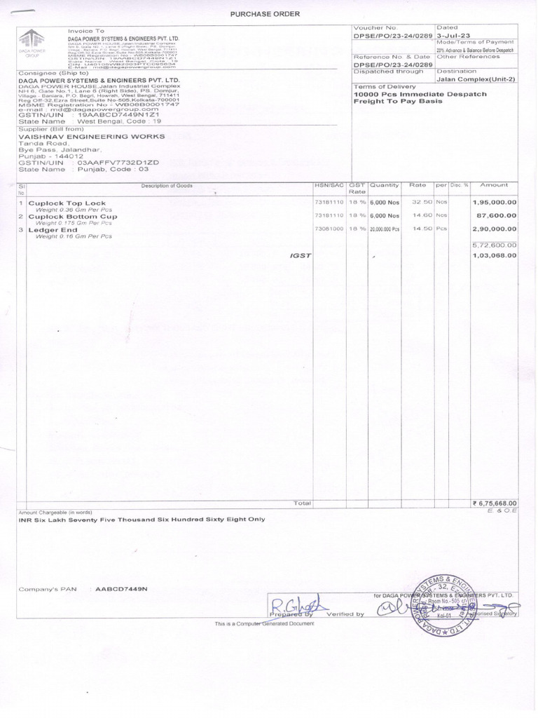 Vaishnav Eng. Po-289 | PDF