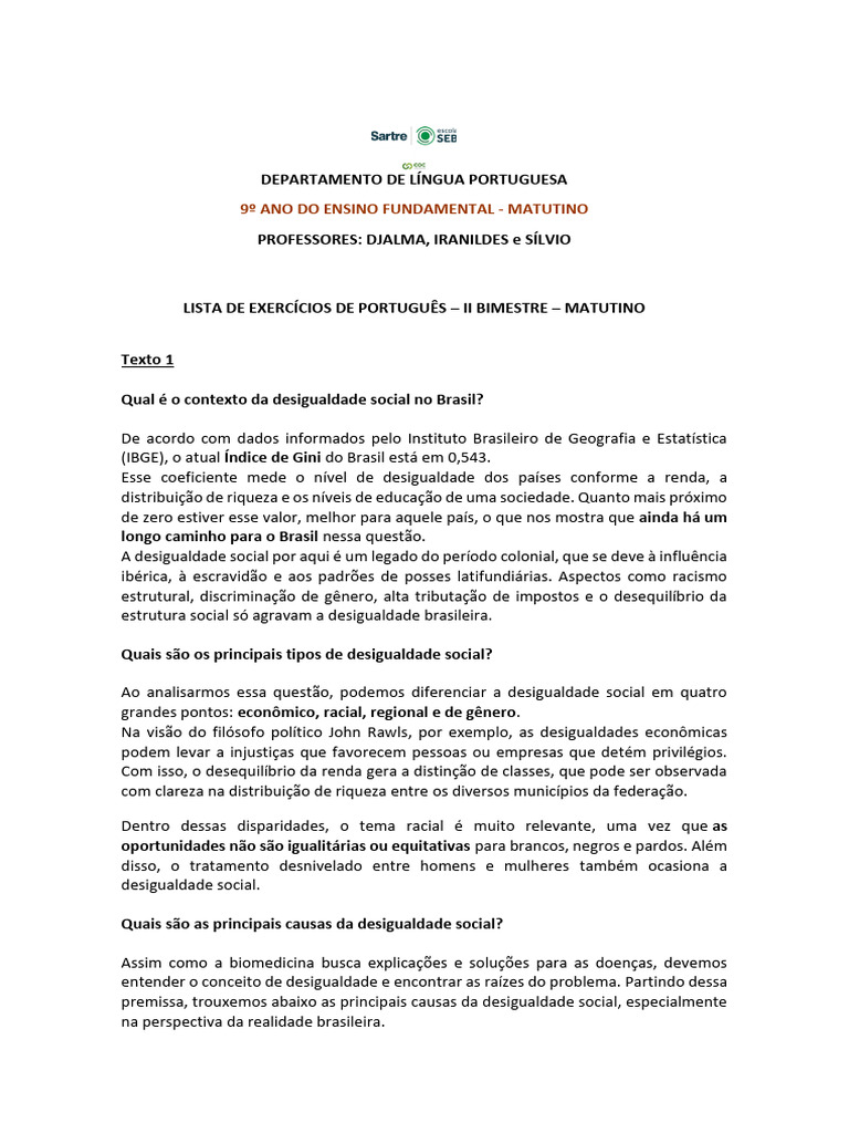 Lista+de+Exerc%c3%Adcios++ +9%c2%Ba+Ano+EF+ +Portugu%c3%Aas+ +Unidade ...
