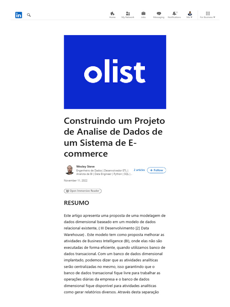 Construindo Um Projeto de Analise de Dados de Um Sistema de E-Commerce ...