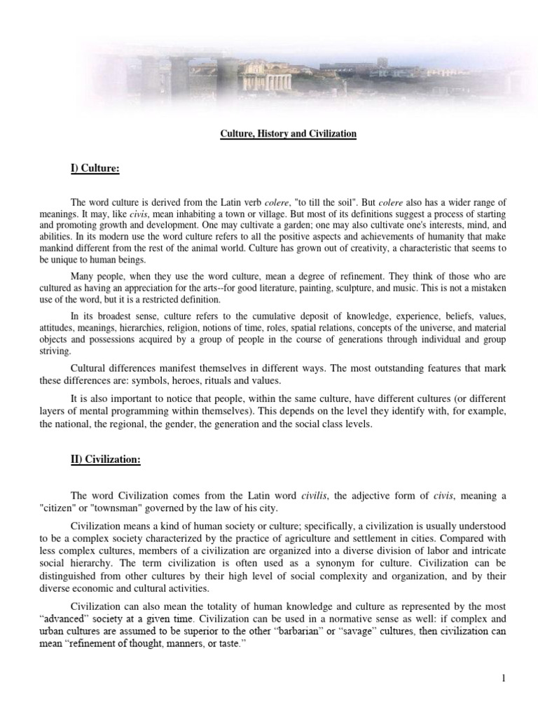 01 - Culture History & Civilization | PDF | Civilization | Society