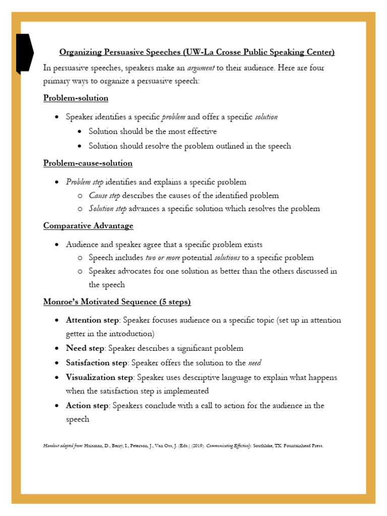 Organizing Persuasive Speech Pdf