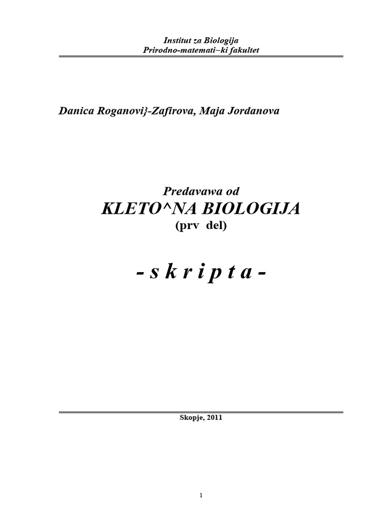 KLETOCNA BIOLOGIJA - JM - Interna Skripta | PDF