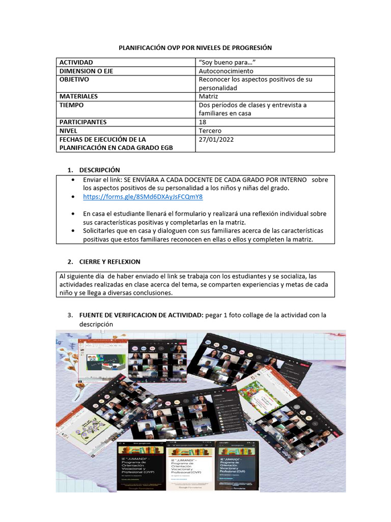 ACT. 1 PLANIFICACIÓN OVP POR NIVELES DE PROGRESIÓN-NIVEL 3-Signed | PDF | Crecimiento personal y ...