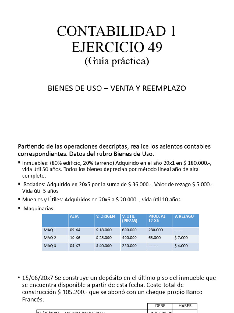 Ejercicio 49 Bienes de Uso - Vta y Reemplazo | PDF | Negocios económicos | Dinero